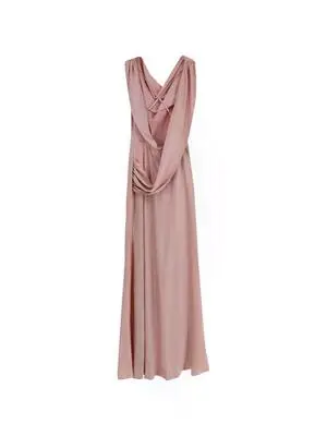 ACTUALEE Satin-finish Cowl-neck Maxi Dress - Pink