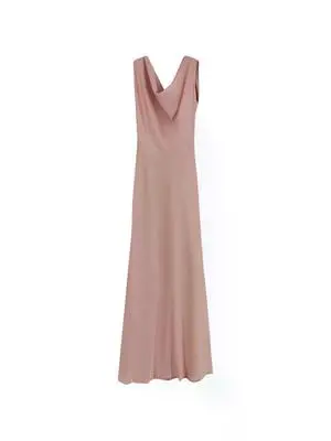 ACTUALEE Satin-finish Cowl-neck Maxi Dress - Pink