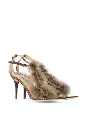 CHARLOTTE OLYMPIA Faux-fur Embellished Stiletto Sandals