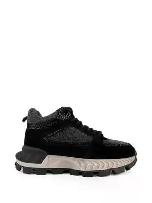 LINDA BAUMANN Snakeskin-effect Paneled Sneakers - Black