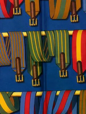 Hermès 2000-2026 Les Sangles Silk Scarf 90 Scarves - Blue