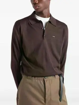 Prada Long-sleeved Superfine Wool Polo Sweater