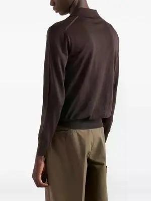 Prada Long-sleeved Superfine Wool Polo Sweater