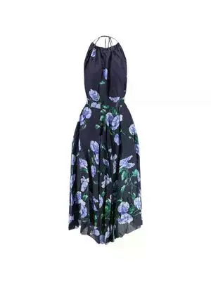 LAVI COUTURE Plumeria Floral-print Gathered Dress - Blue