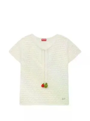 Kenzo Appel Pop Crochet T-shirt With Fruit Pendants - Neutrals