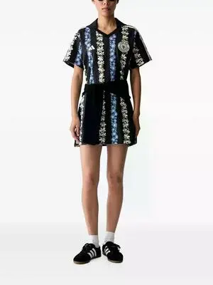 Adidas Mini Floral-print 3-stripes Dress - Black