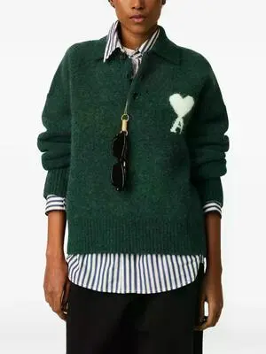 AMI Paris Alpaca Polo With De Coeur