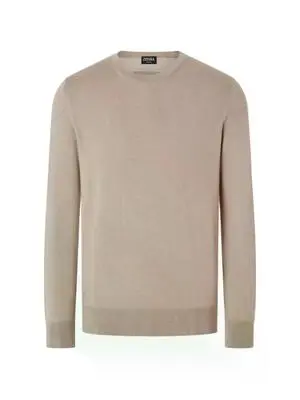 Zegna Light Taupe Mélange Cashseta Crew-neck Sweater - Neutrals