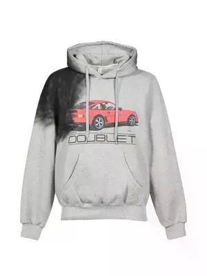 DOUBLET Exhaust Stained Drawstring Cotton Hoodie