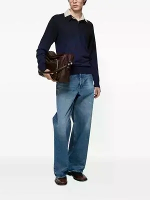 Acne Studios Contrast-collar Silk-blend Sweater - Blue