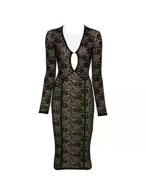 Elisabetta Franchi Lace-patterned Cut-out Midi Dress - Black