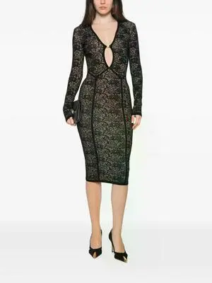 Elisabetta Franchi Lace-patterned Cut-out Midi Dress