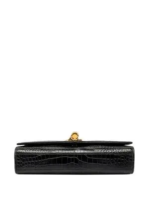 Saint Laurent Medium Croc Embossed Patent Monogram Kate Tassel Crossbody Bag