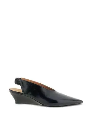 ODISSI Pointed-toe Slingback Wedge Pumps - Black