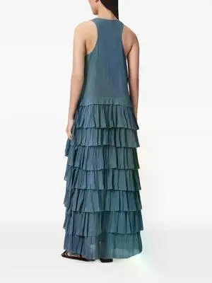ALLSAINTS Maxi Tiered Ruffled Dress - Blue