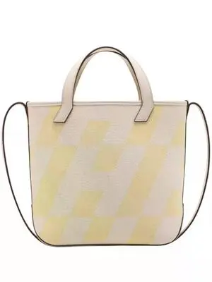 Hermès 2023 Toile And Swift Cabas H En Biais 27 Satchel - White