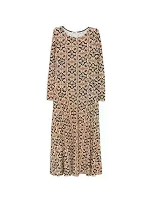 SIYU Geometric-print Midi Dress - Brown