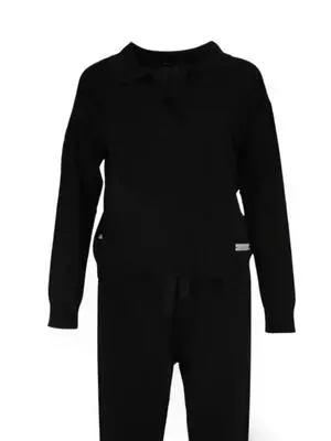 IZAAK AZANEI Collared Knitted Tracksuit - Black