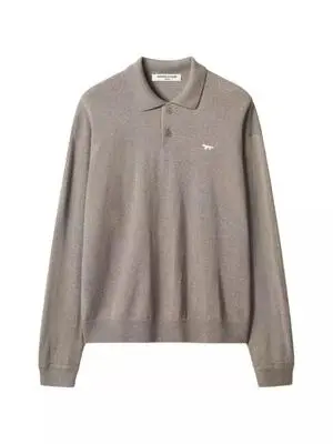 Maison Kitsuné Fox-patch Long-sleeve Polo Shirt - Neutrals