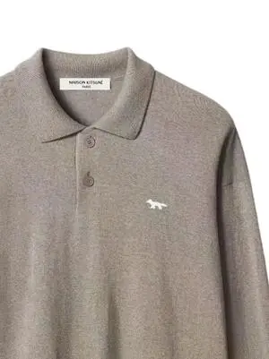 Maison Kitsuné Fox-patch Long-sleeve Polo Shirt