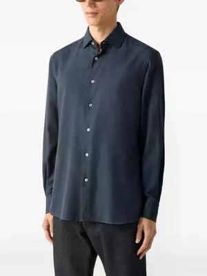 Zegna Navy Cashco Shirt - Blue