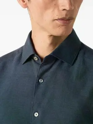 Zegna Navy Cashco Shirt - Blue