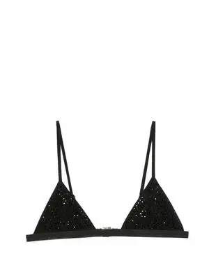 Patrizia Pepe Rhinestone Triangle Bra - Black