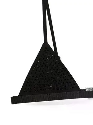 Patrizia Pepe Rhinestone Triangle Bra - Black