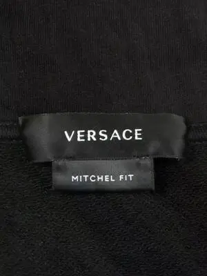 Versace Logo-print Zip-up Cotton Hoodie - Black