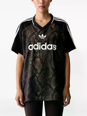Adidas Snake-print Logo-print T-shirt - Brown