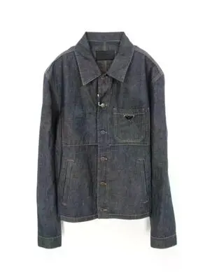 Prada Chambray Blouson Denim Jacket - Blue