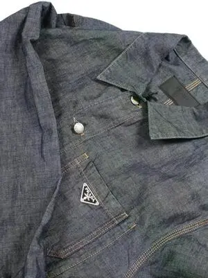 Prada Chambray Blouson Denim Jacket With Classic Collar