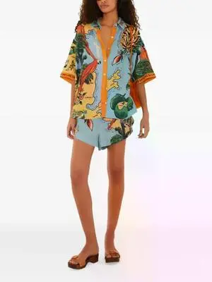 Farm Rio Multicolor Beaches Path Drawstring Shorts