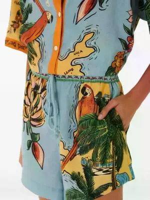 Farm Rio Multicolor Beaches Path Drawstring Shorts
