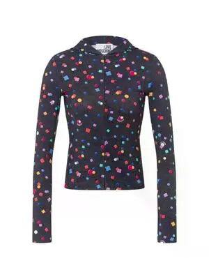 Moschino Printed T-shirt With A Technical Nylon Zipper - Black