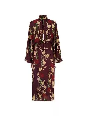 Johanna Ortiz Floral-print Silk Midi Dress - Red