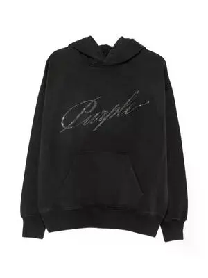 PURPLE BRAND Crystal Logo Hoodie - Grey