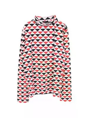 Prada Geometric Print High-neck Long Sleeve Top