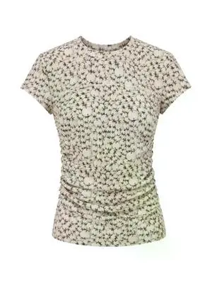 Isabel Marant Étoile Maelie Bead-print Ruched T-shirt - Neutrals
