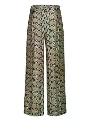 PAULA Snakeskin-printed Twill Trousers - Neutrals