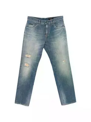 Dolce & Gabbana Distressed Straight-leg Jeans - Blue