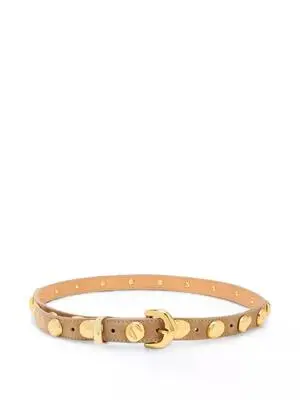 AMANU The Vaal Stud-embellished Suede Belt - Neutrals