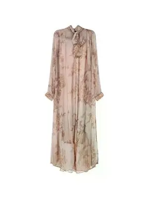 MES DEMOISELLES Floral-print Pussy-bow Maxi Dress - Pink