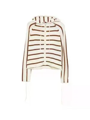 SEMICOUTURE Striped Zip-up Hoodie - Neutrals