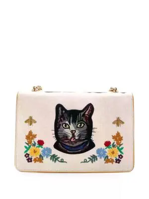 Gucci Linea Ricami Embroidered Canvas Small Shoulder Bag