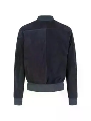 DFOUR Suede Ribbed-trim Bomber Jacket
