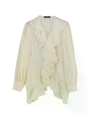 ACTUALEE Ruffled Embroidered-trim Shirt - Neutrals