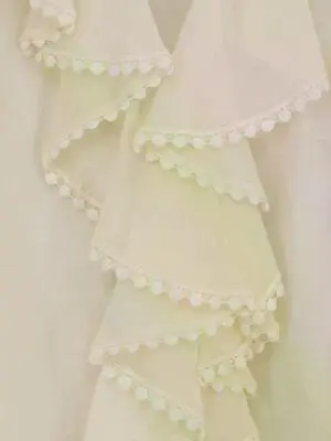 ACTUALEE Ruffled Embroidered-trim Shirt