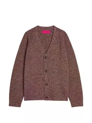 THE ELDER STATESMAN Oak Marl Button V-neck Cardigan