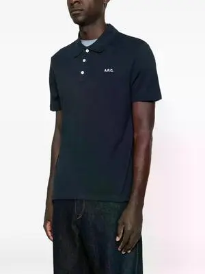 A.p.c. Logo-embroidered Polo Shirt - Blue